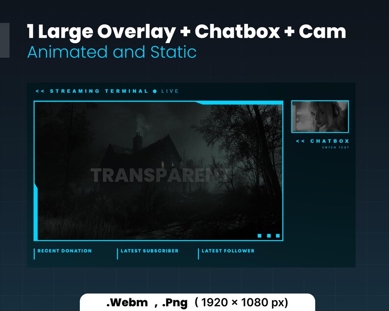 STREAM OVERLAYS KIT - 3 Blue Overlays - Obs // Streamlabs - 1920x1080px ...