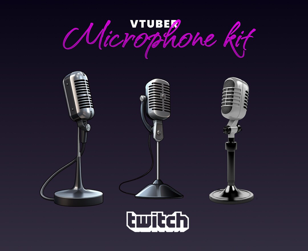 VTUBER ASSET MICROPHONE 3 Microphone Kit Black Png No Background Modern ...