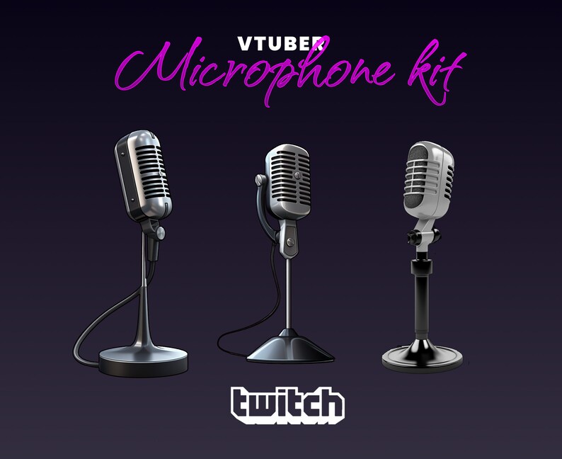 VTUBER ASSET MICROPHONE 3 Microphone Kit Black Png No Background Modern ...