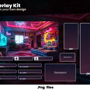 Low-fi Neon Room Stream Overlay | Animated | Overlay, Screen, Panels ...