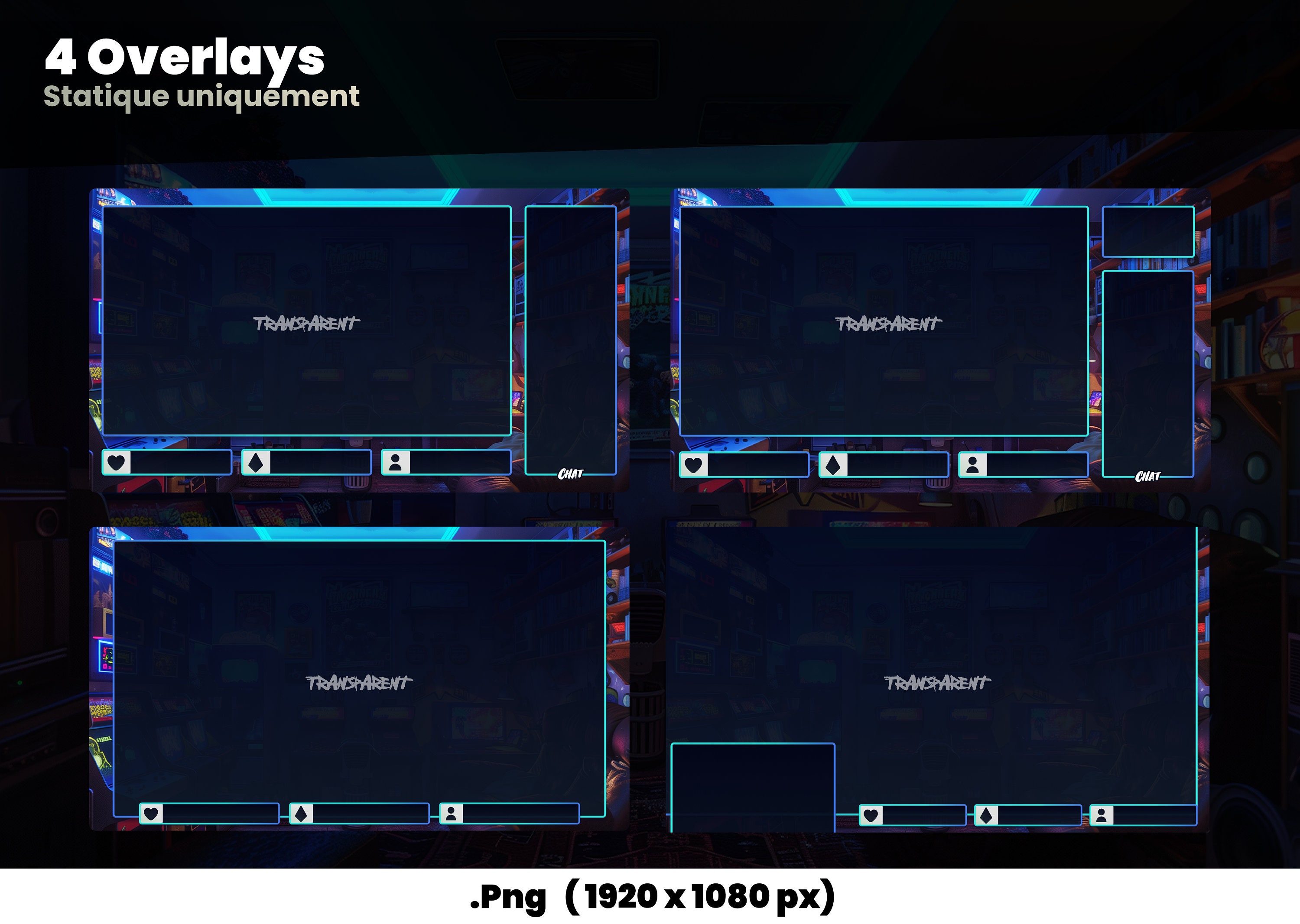 RETRO GAMING Streampack FR Overlays Kit En Français Low-fi Animé Blue ...