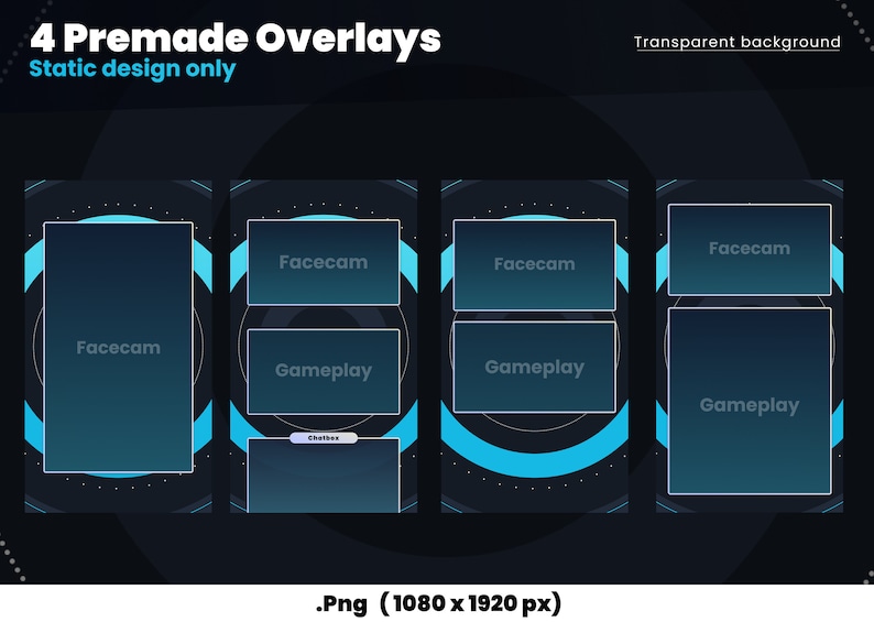 Tiktok Overlays Kit High Tech Black and Blue Animated Stream Package ...