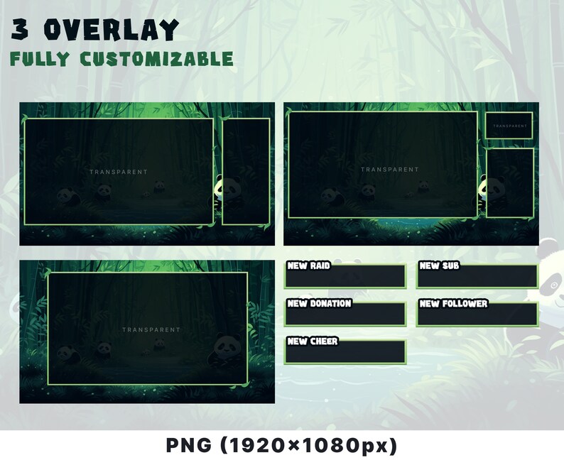 CUTE PANDA BAMBOO Stream Overlay // Full Package // Screens, Alerts ...