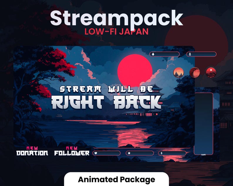 Low-fi Japan // Stream Package - 1920x1080px - Animated - Black and Red ...