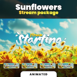 Animated Sunflower Twitch Stream Package - Overlays, Badges, Screens ...