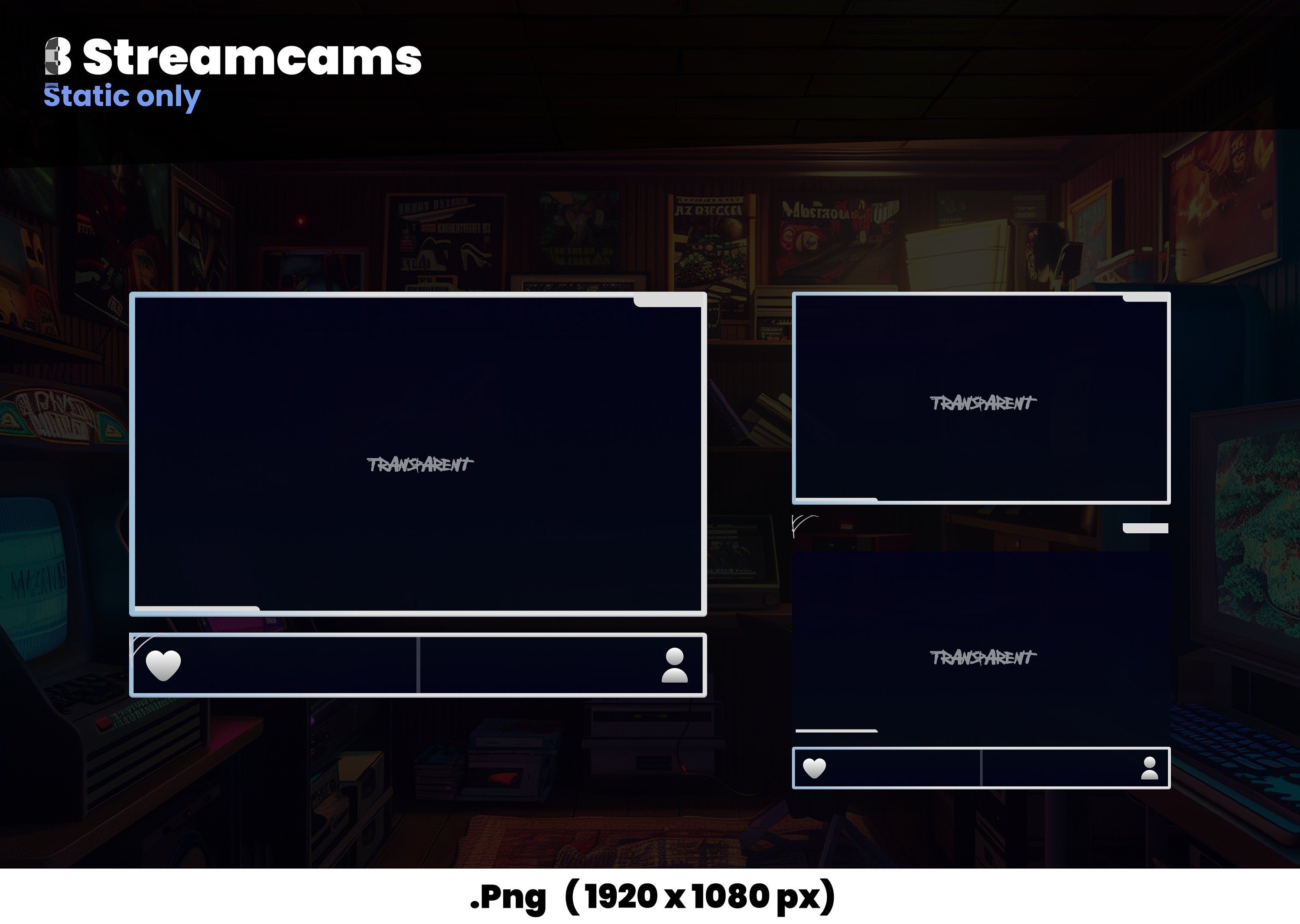 RETRO GAMING ROOM Streampack Twitch Retro Overlays Blue and Red ...