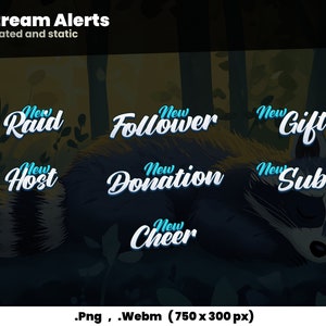 Cute Raccoon Overlays Kit - Twitch Stream Package - Animated Streampack ...