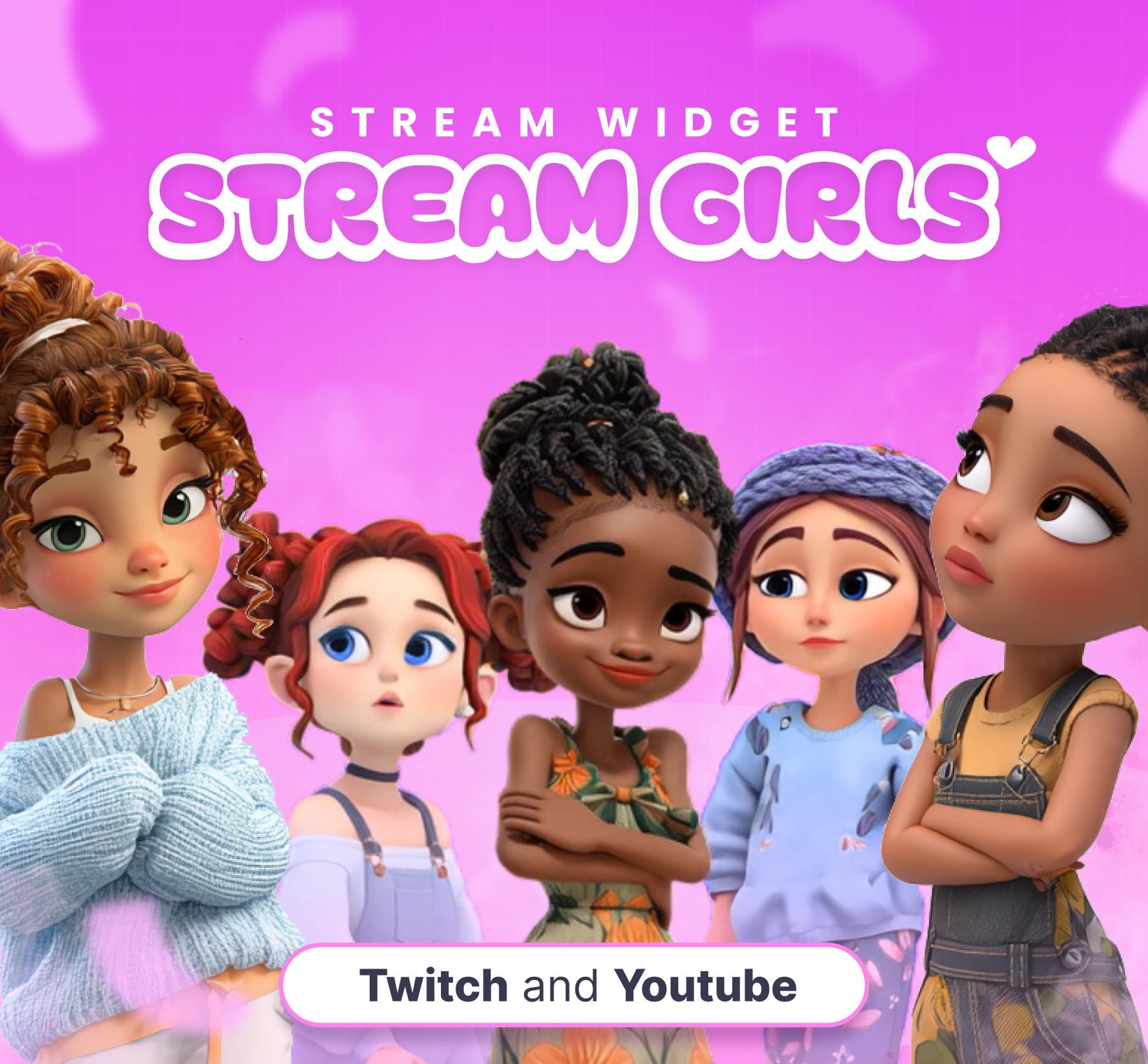 Girls Stream Widget - Twitch and Youtube // Spawn Cute Character on ...