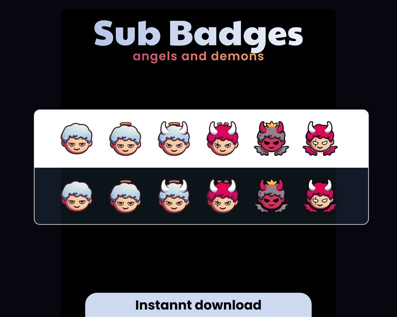 Angels & Demons Sub Badges Cute Emo/gothic Twitch Badges All Sizes ...