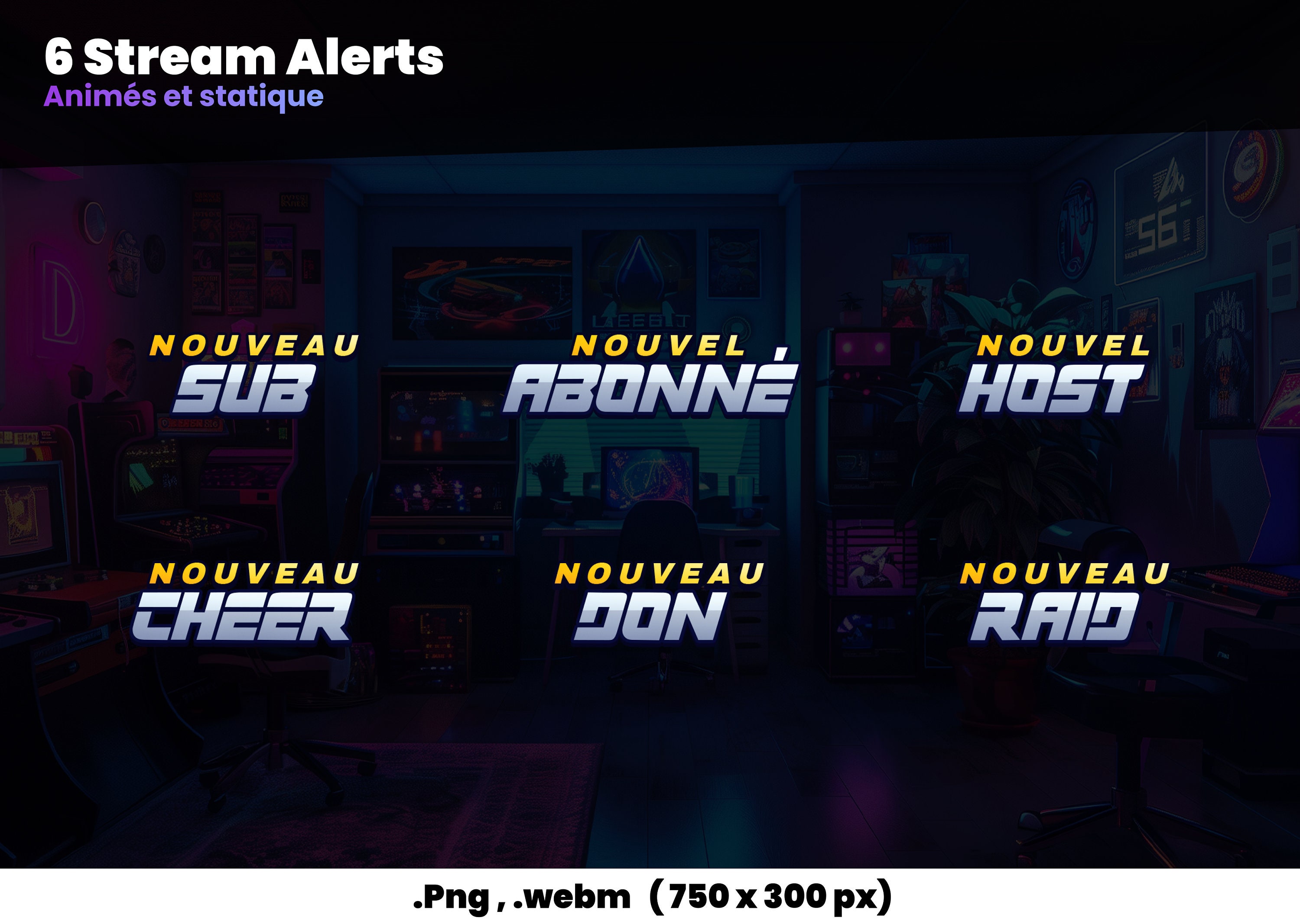Pack De Diffusion Twitch RETRO WAVE FR Twitch Overlays En Français ...