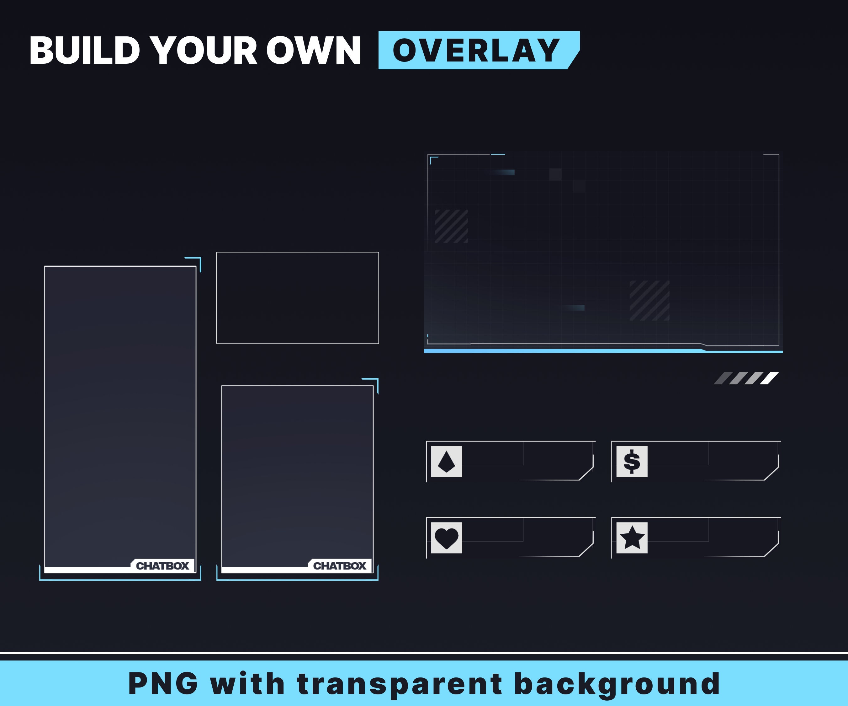 ANIMATED STREAM OVERLAY Cyber Minimalist Black Blue Twitch and Obs ...