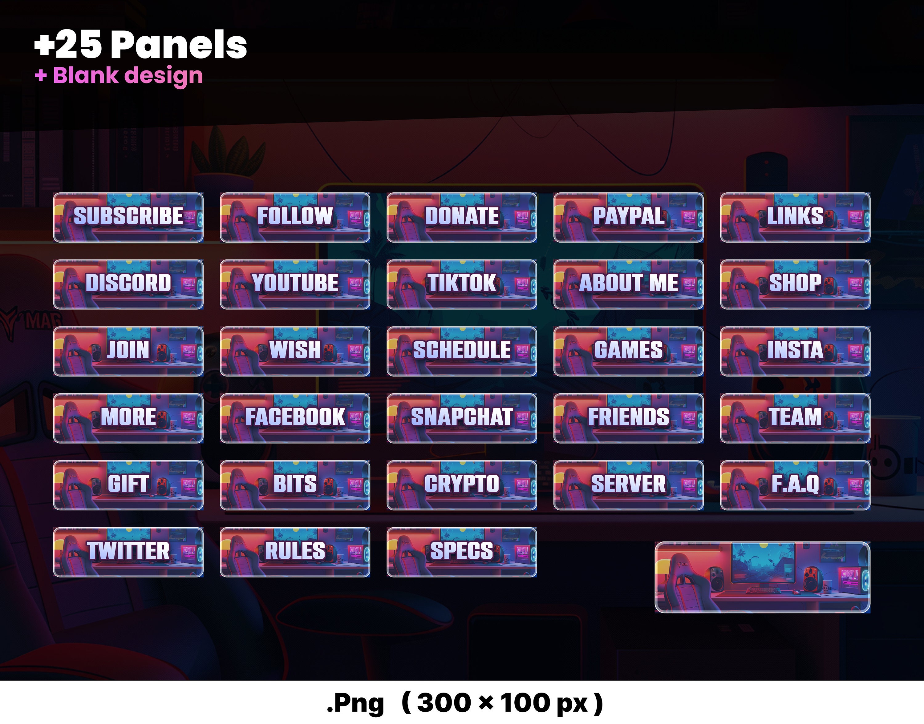 GAMING SETUP Twitch Overlays Kit - Animated Streampack - Low-fi Néon ...