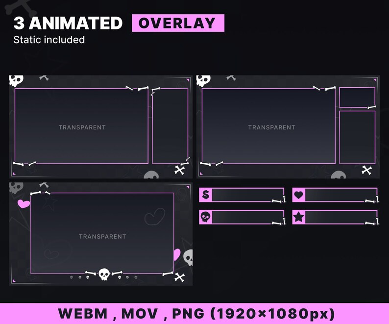ANIMATED STREAM PACKAGE Emo Punk Minimalist Black Pink Twitch // Obs ...