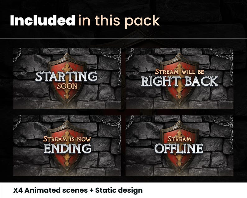 X4 Animated Stream Scenes - Knight Quest - Twitch / Youtube / Kick ...