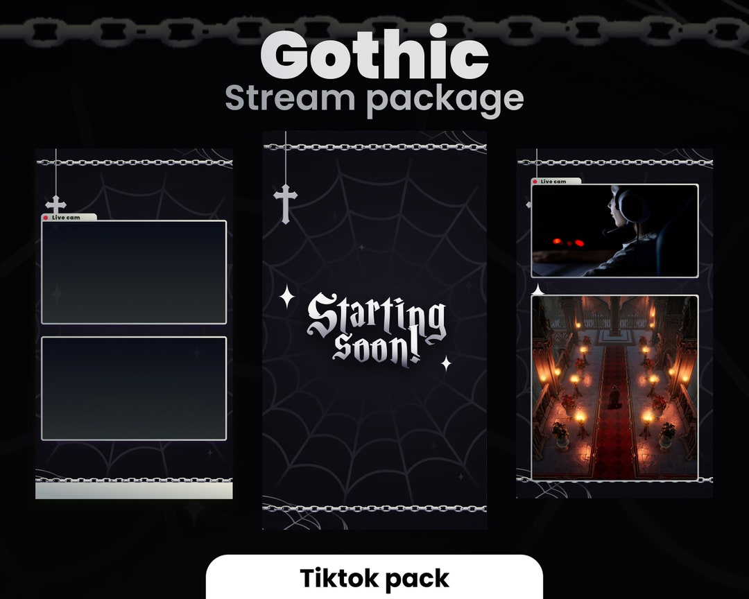 TIKTOK STREAM PACKAGE Gothic / Animated Dark Emo Overlays Package / Screens, Alerts, Overlays ...