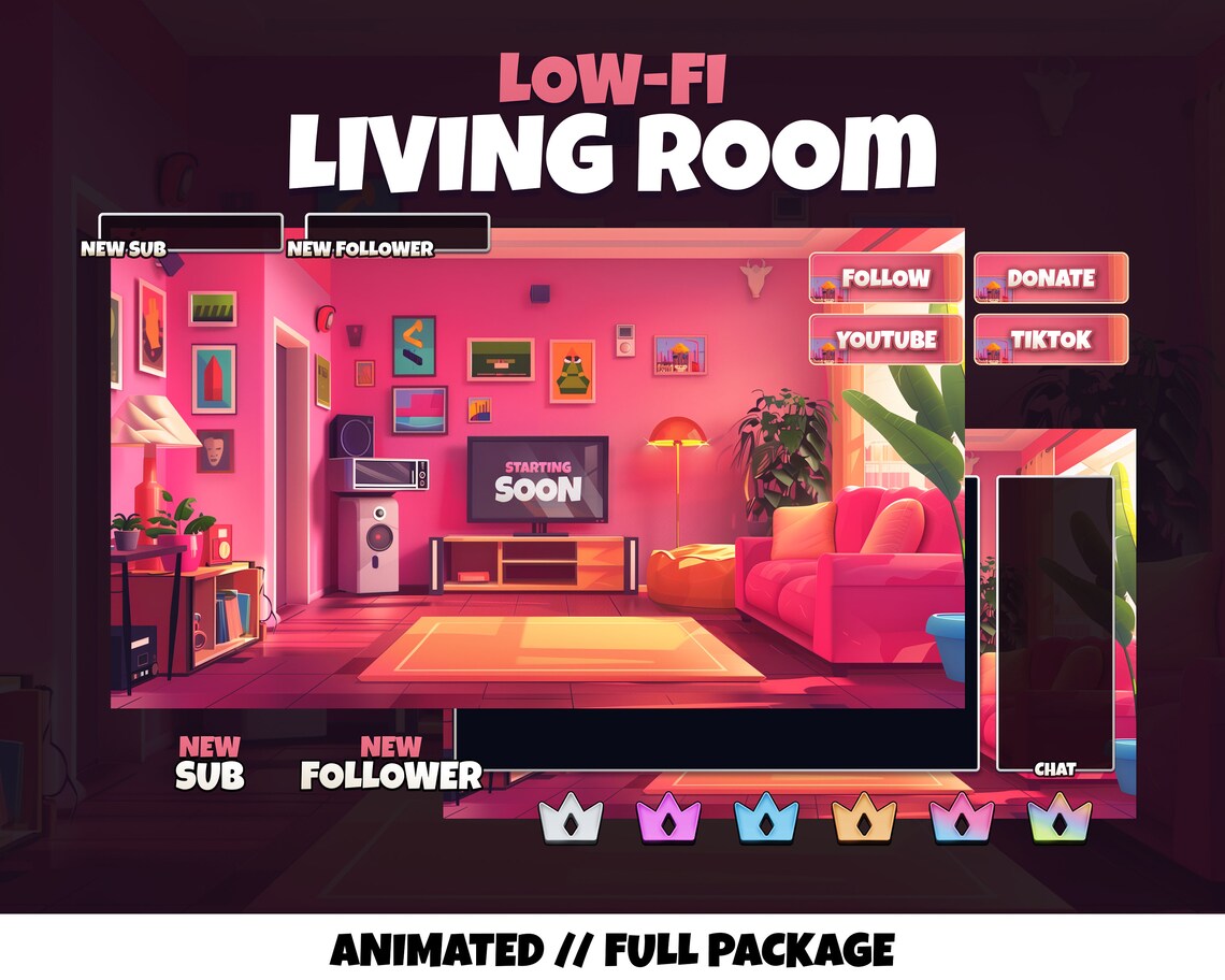 Pink Low-fi Living Room – Animated Stream Package (instant Download) - Etsy