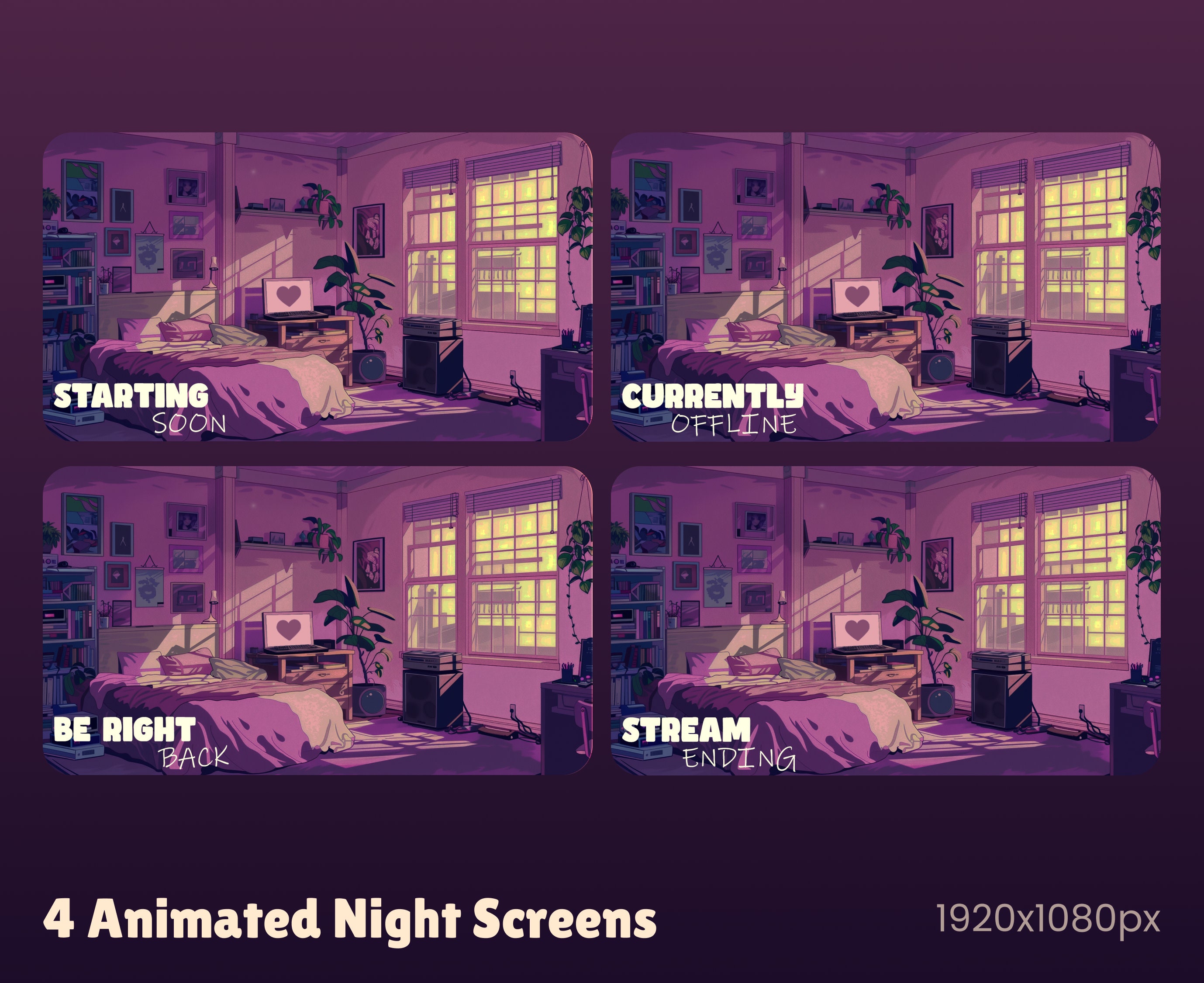 OVERLAYS KIT Cozi Pink Bedroom for Twitch, Streamlabs and Obs ANIMATED ...