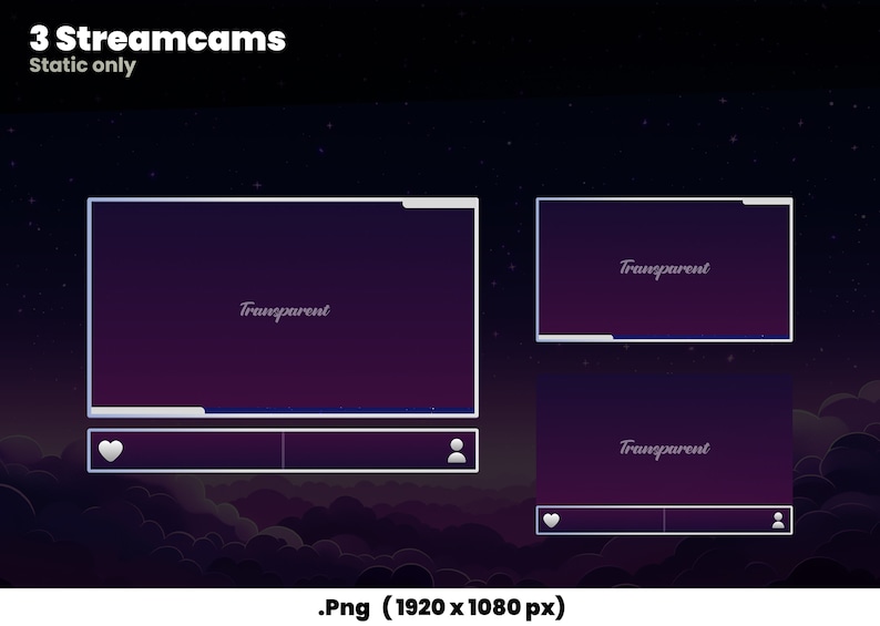 CELESTE TWITCH OVERLAYS Animated Low-fi Stars Stream Package Purple and Blue Twitch and Obs ...