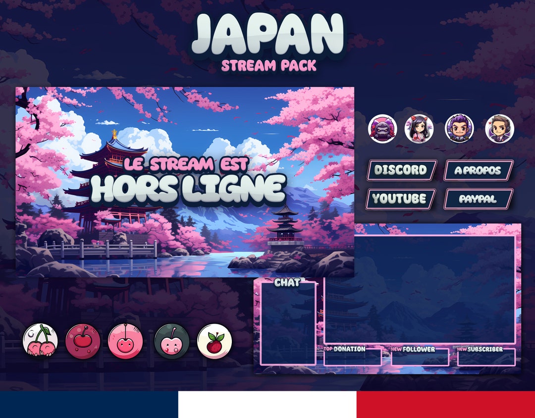 Japan Stream Pack | 100% Français | Twitch Overlay, Alerts, Panels - Etsy
