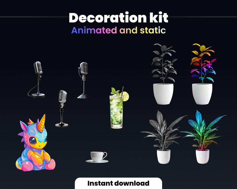 VTUBER KIT - RAINBOW- Chairs, Desk, Mics and More! Stream Asset for ...