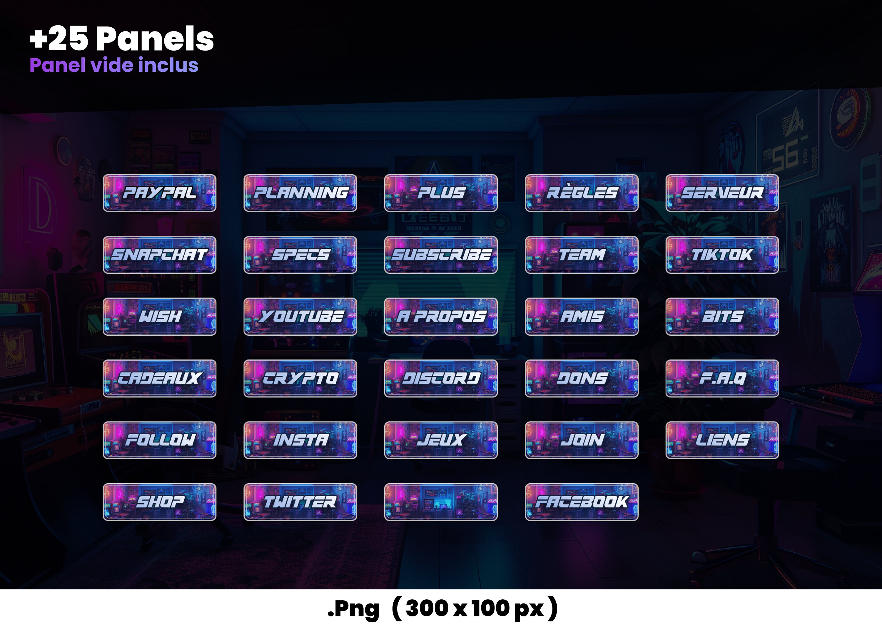 Pack De Diffusion Twitch RETRO WAVE FR Twitch Overlays En Français ...