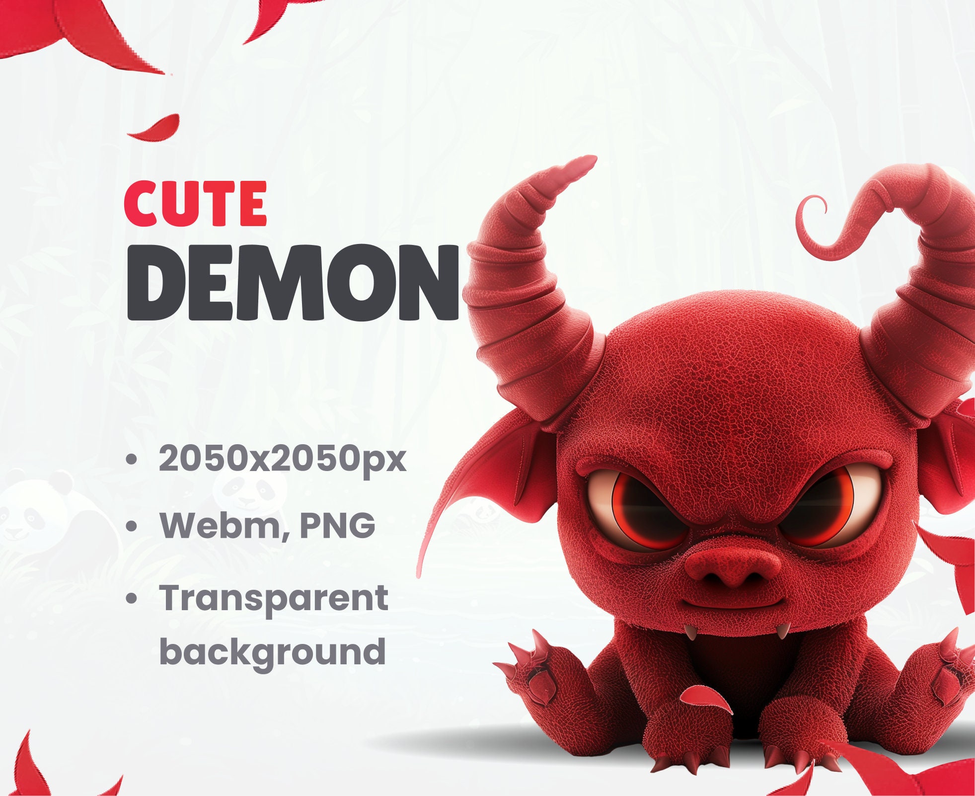 Red Demon Vtuber Pet - Animated Stream Overlay (PNG, Webm) - Etsy