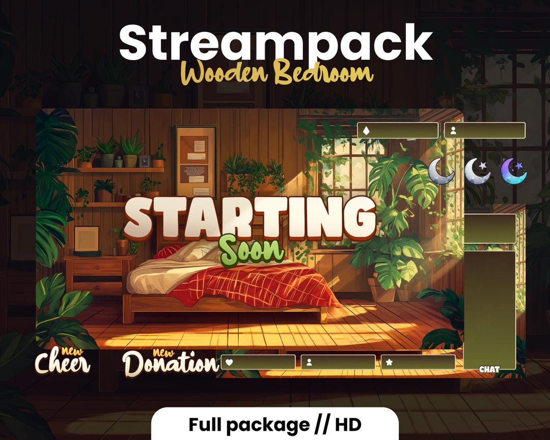 Wooden Bedroom Animated Stream Package – Twitch, Youtube (instant ...
