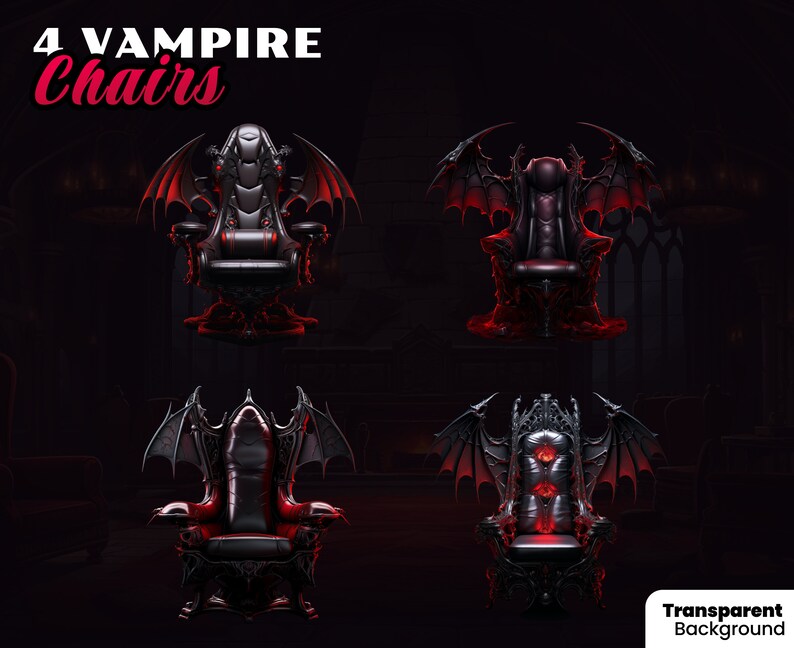 Vtuber Vampire Stream Assets – Dracula, Bat, Chairs, Desks (instant ...