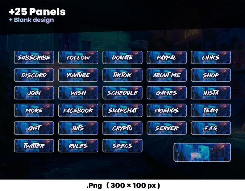 Cyber Girl Overlays Kit - Twitch Néon Stream Package - Blue and Pink ...