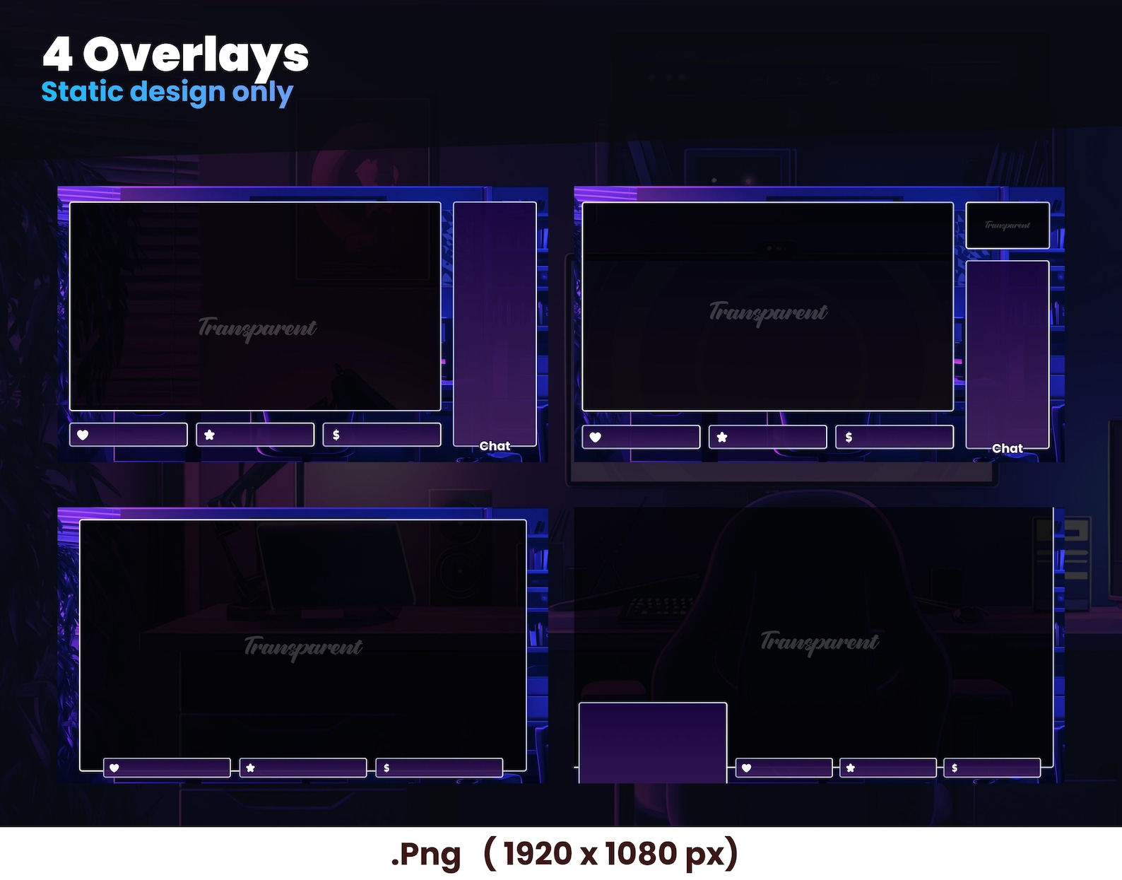 Low-fi Neon Gaming Room Overlays Pack | Twitch Stream Package ...