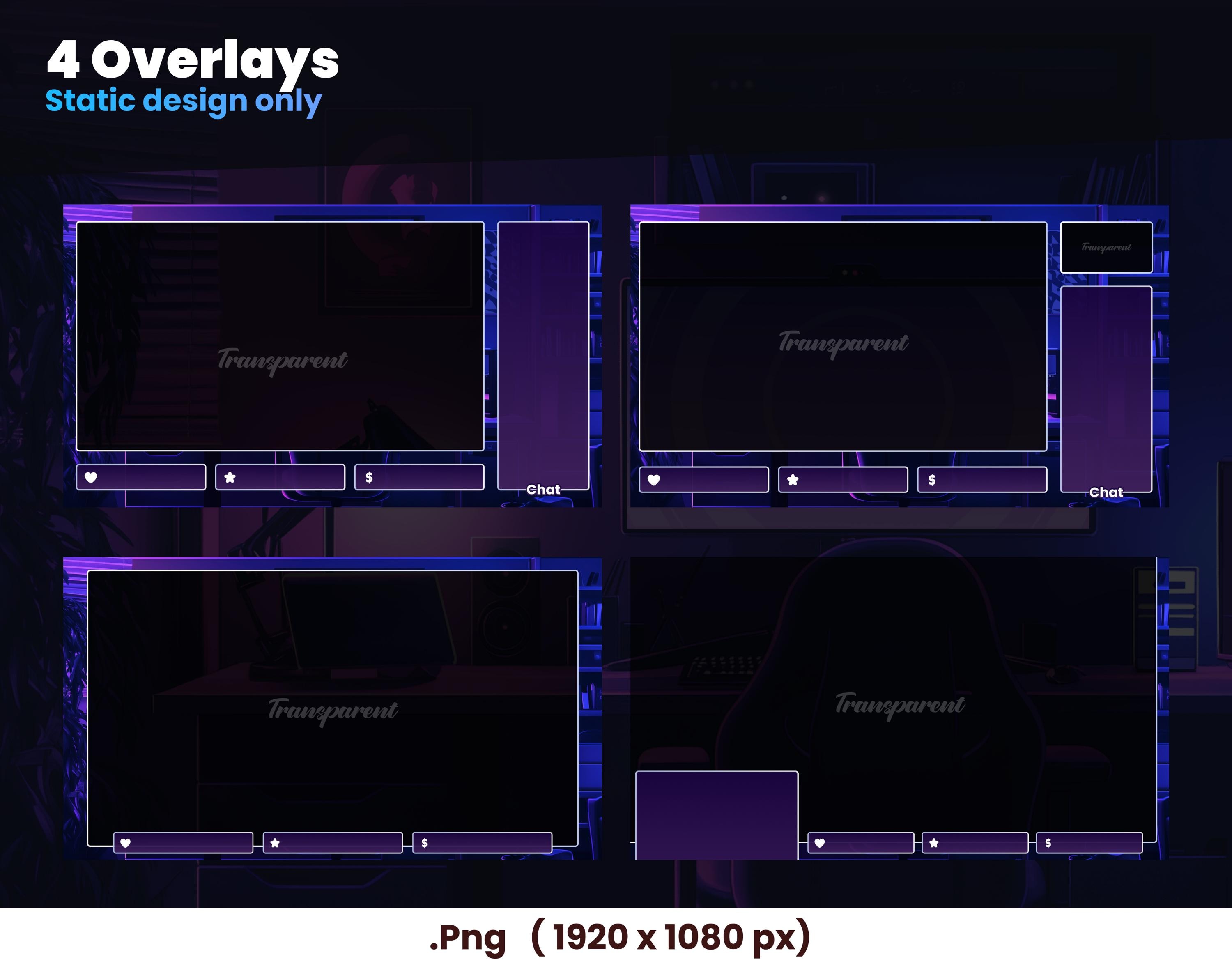 Low-fi Neon Gaming Room Overlays Pack | Twitch Stream Package ...
