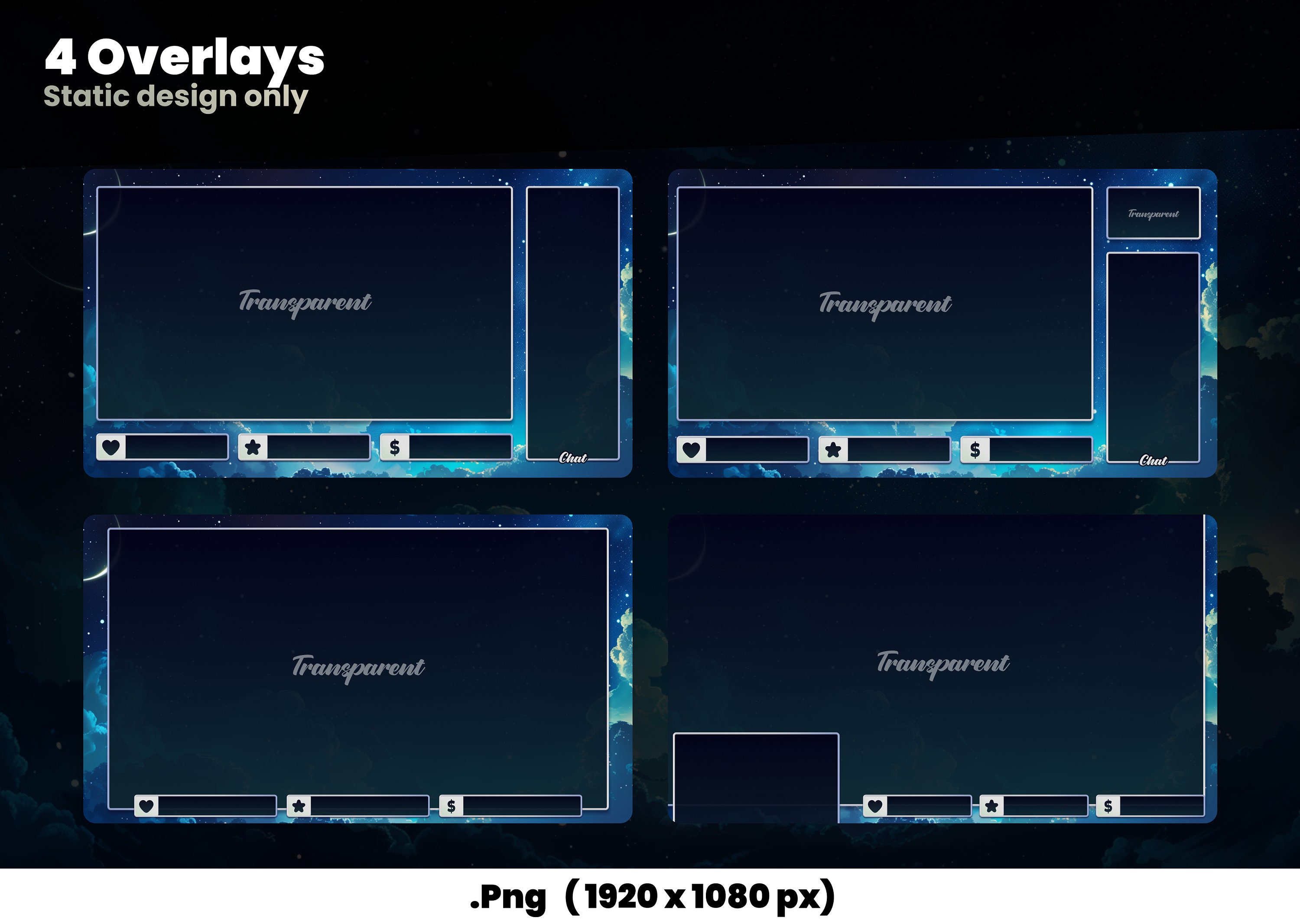 CELESTE STREAMPACK Animated Stars Package Moonlight Overlays Stars and ...