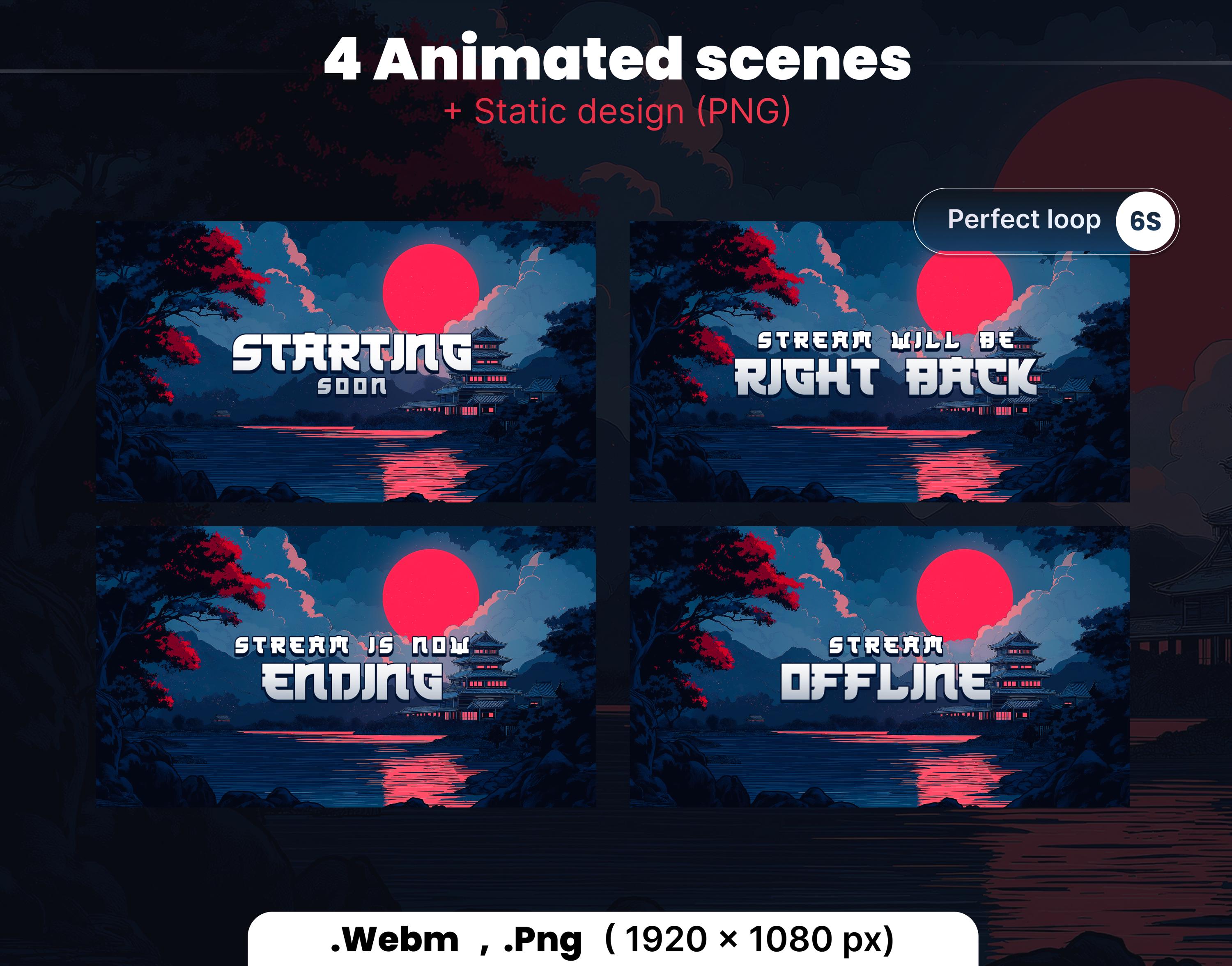 Low-fi Japan // Stream Package - 1920x1080px - Animated - Black and Red ...