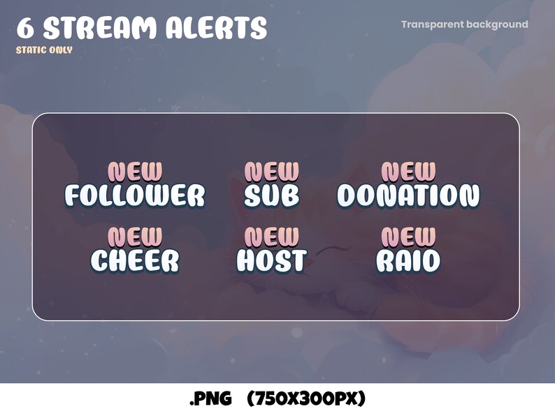 CUTE CAT ANIMATED Overlays Kit Low-fi Stream Package Sleeping Cat ...