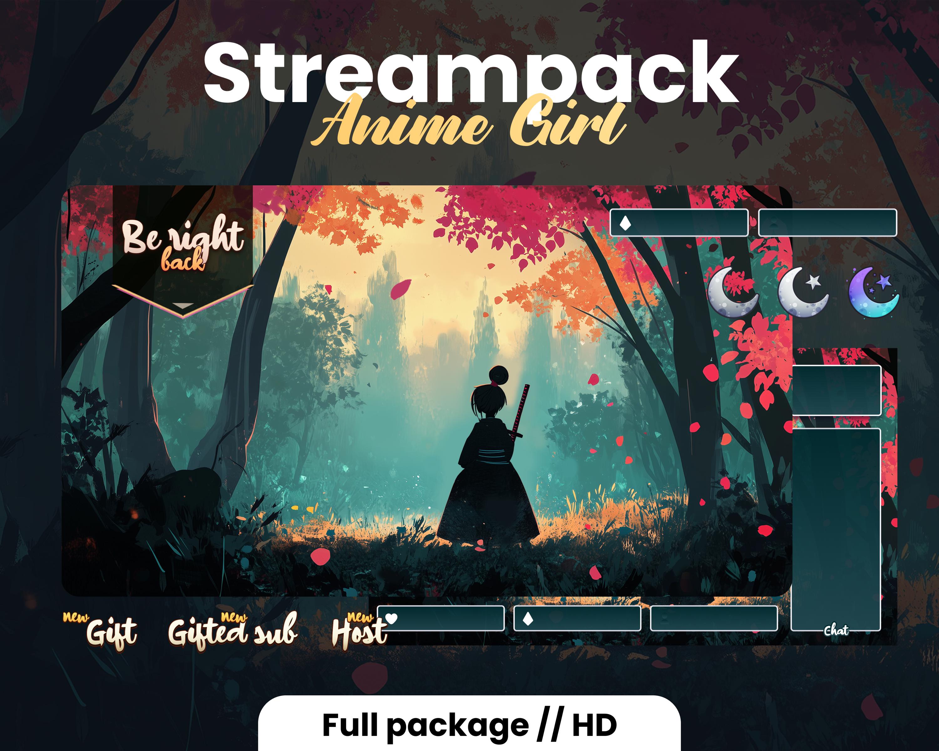 Streampack Anime Samurai Girl | Illustrated Cute Manga Kawaii Girl in a ...