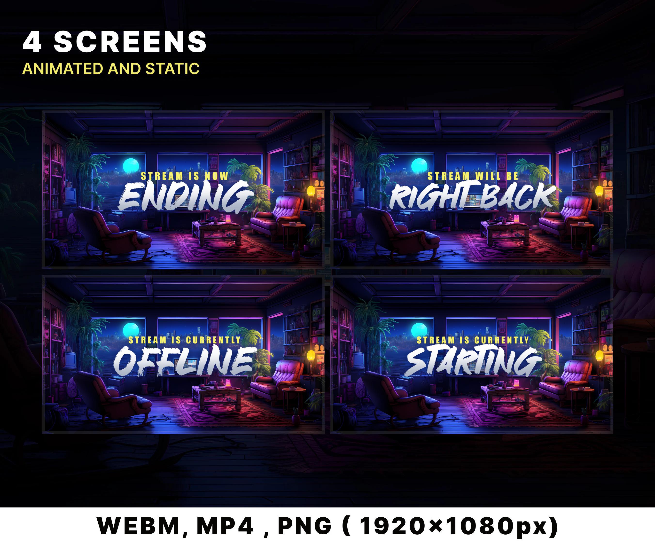 Low-fi Neon Room Stream Overlay | Animated | Overlay, Screen, Panels ...