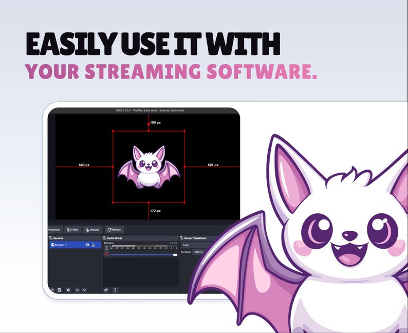 REACTIVE STREAM PET - White Bat - Twitch Widget - Hd Files - Instant ...