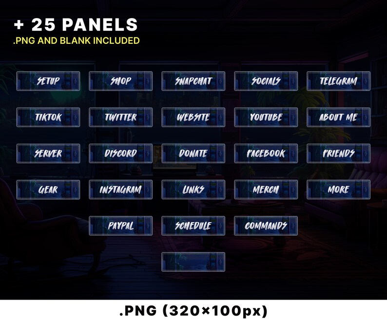 Low-fi Neon Room Stream Overlay Animated Overlay, Screen, Panels ...