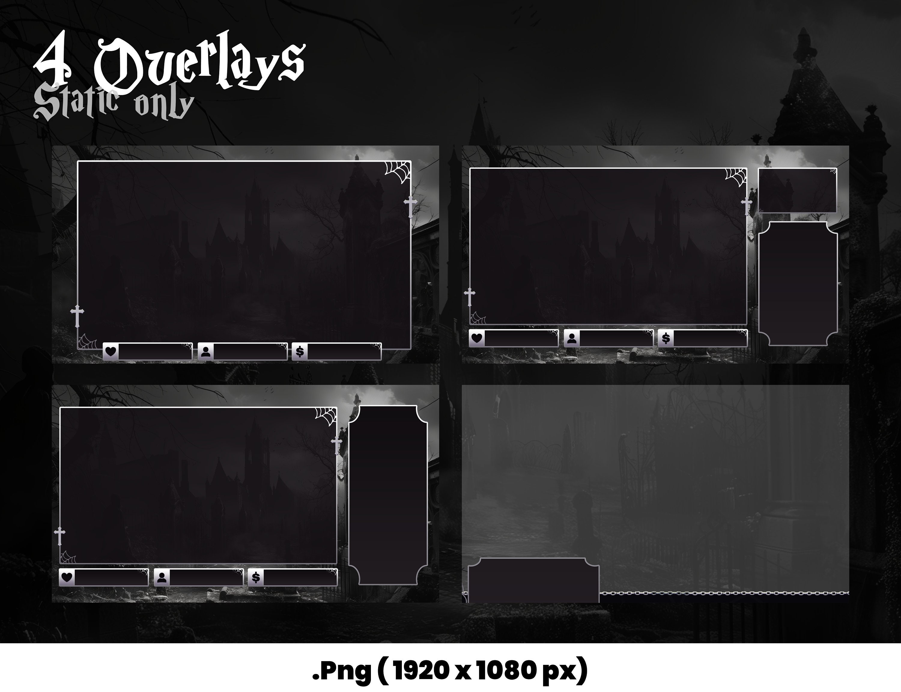 Dark Gothic Stream Overlay Emo Vampire Stream Package Twitch Overlays, Badges, Panels and More ...