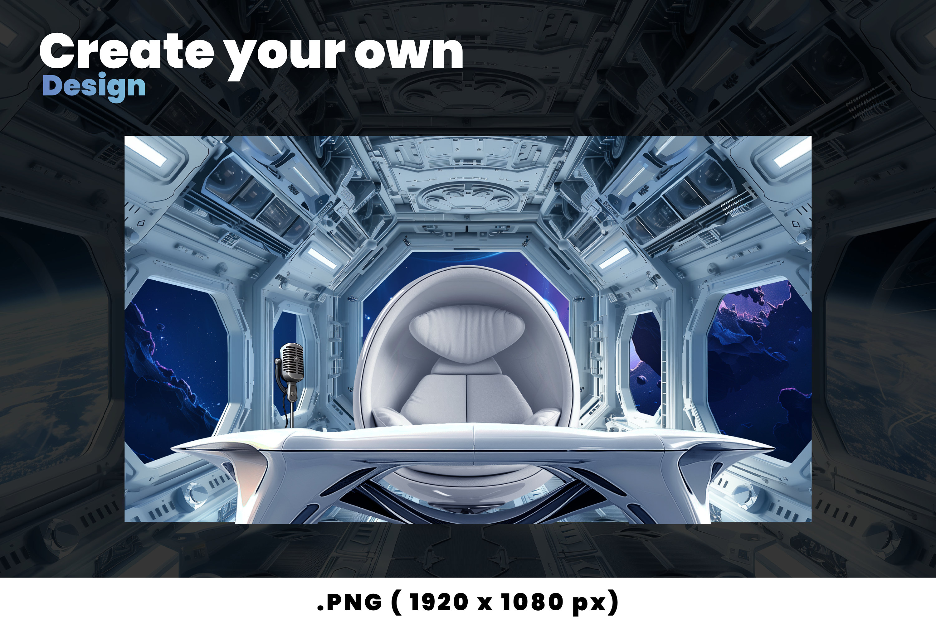 VTUBER KIT Spaceship Animated Package Interior of a Spaceship Flying ...