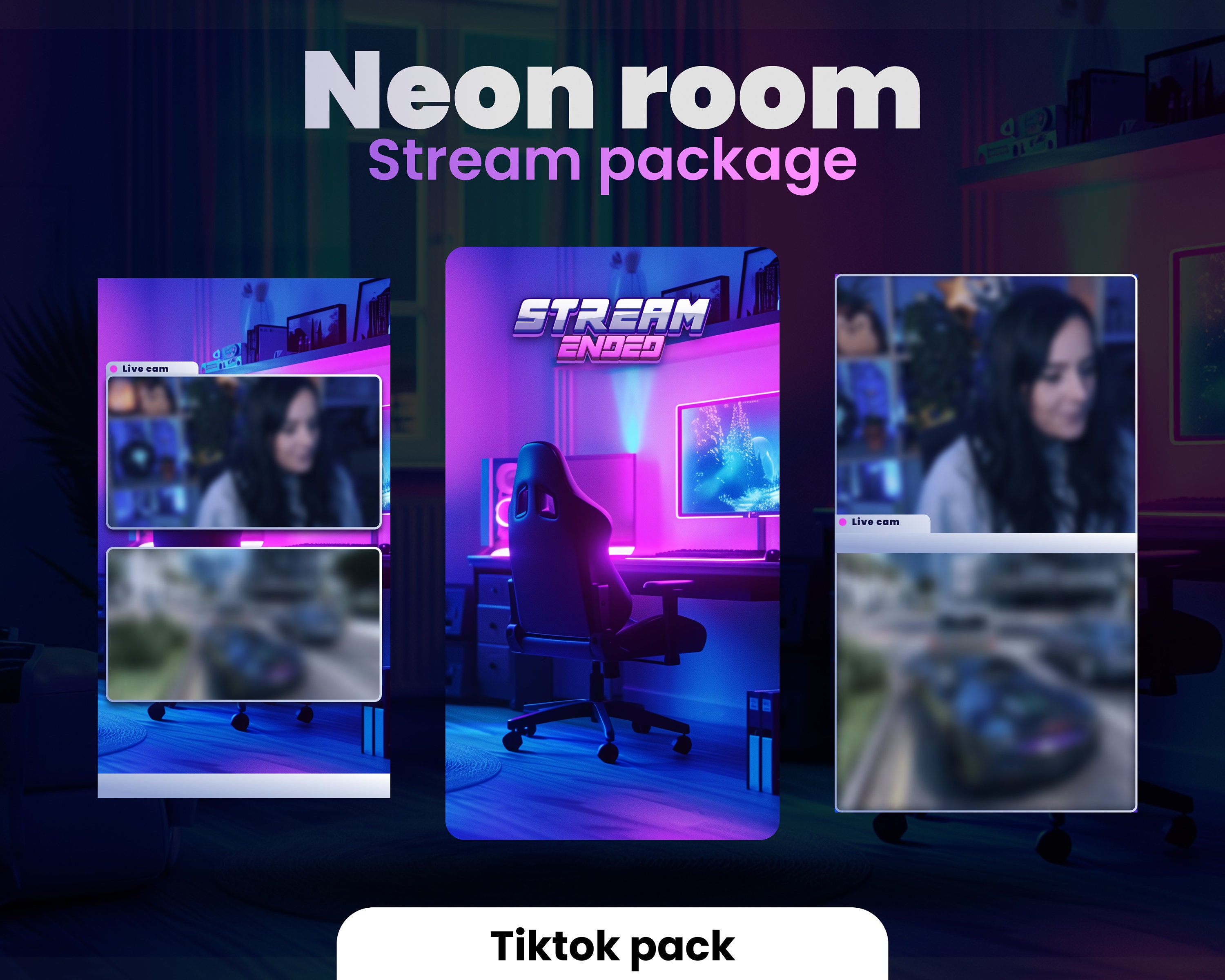 TIKTOK STREAM PACKAGE - Néon Room Phone Package - Animated Screens and ...