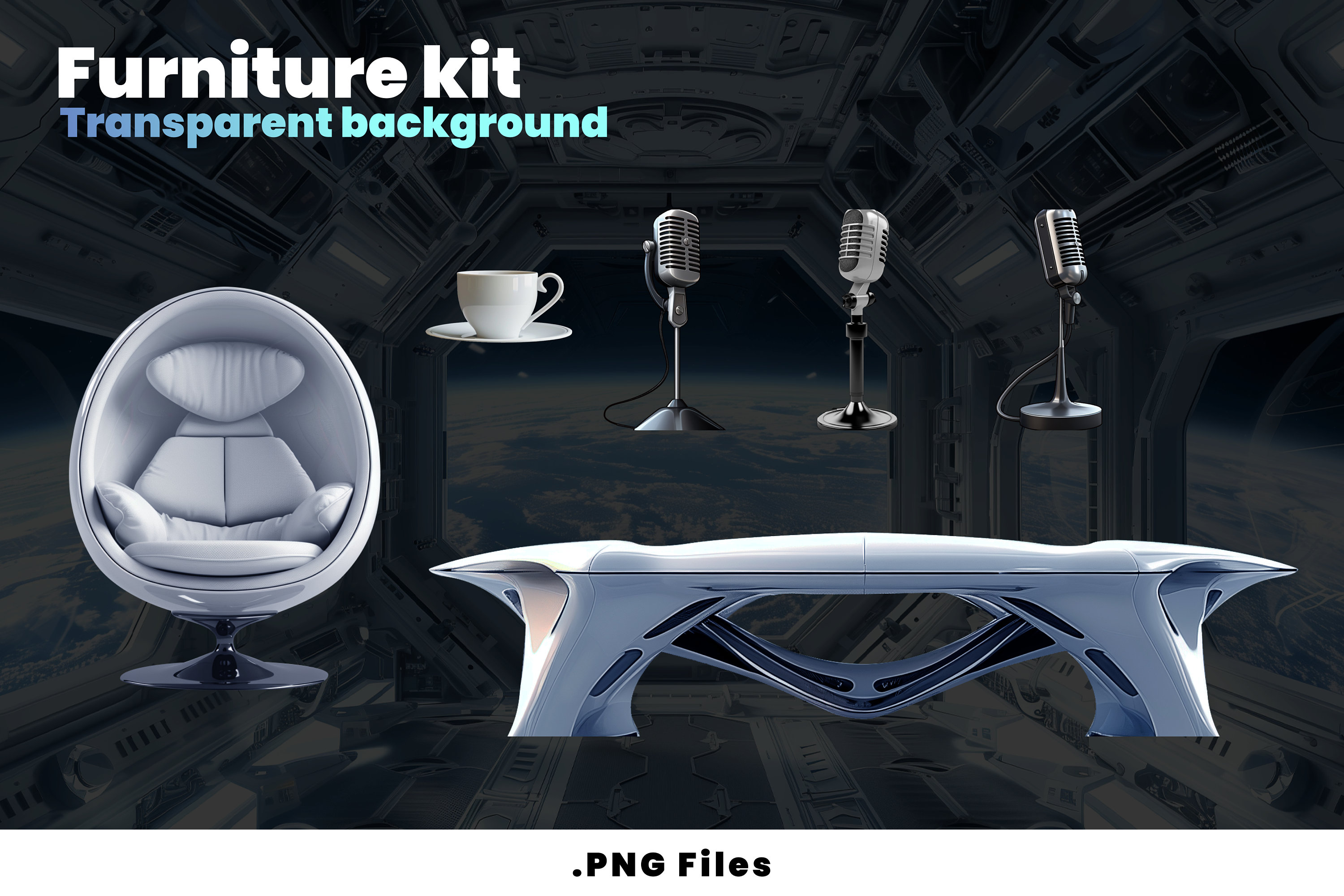 VTUBER KIT Spaceship Animated Package Interior of a Spaceship Flying ...