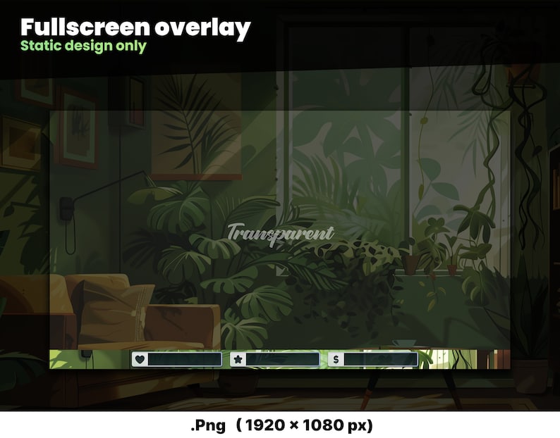 Low-fi Room Overlays Kit - Green Room With Plants - Animated Package ...