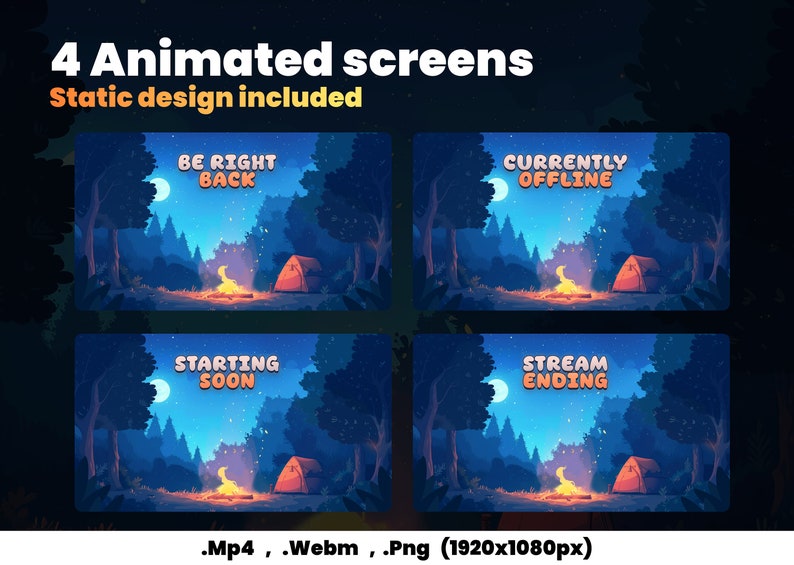 Forest Campfire Animated Twitch Package - Midnight Low-fi Mood ...