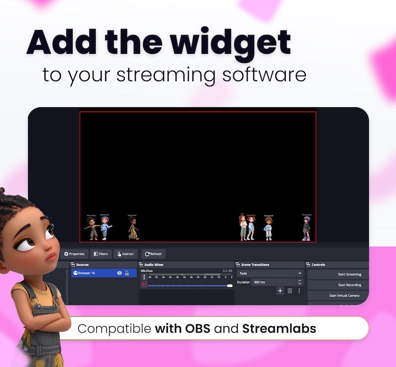Girls Stream Widget - Twitch and Youtube // Spawn Cute Character on ...
