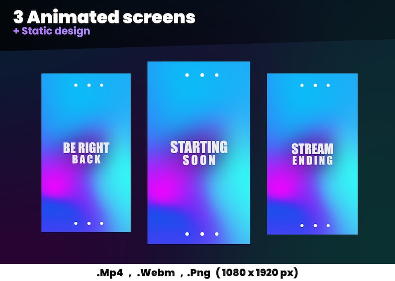 Minimalist Blue Gradient Stream Pack – Tiktok Overlays, Screens, Alerts ...