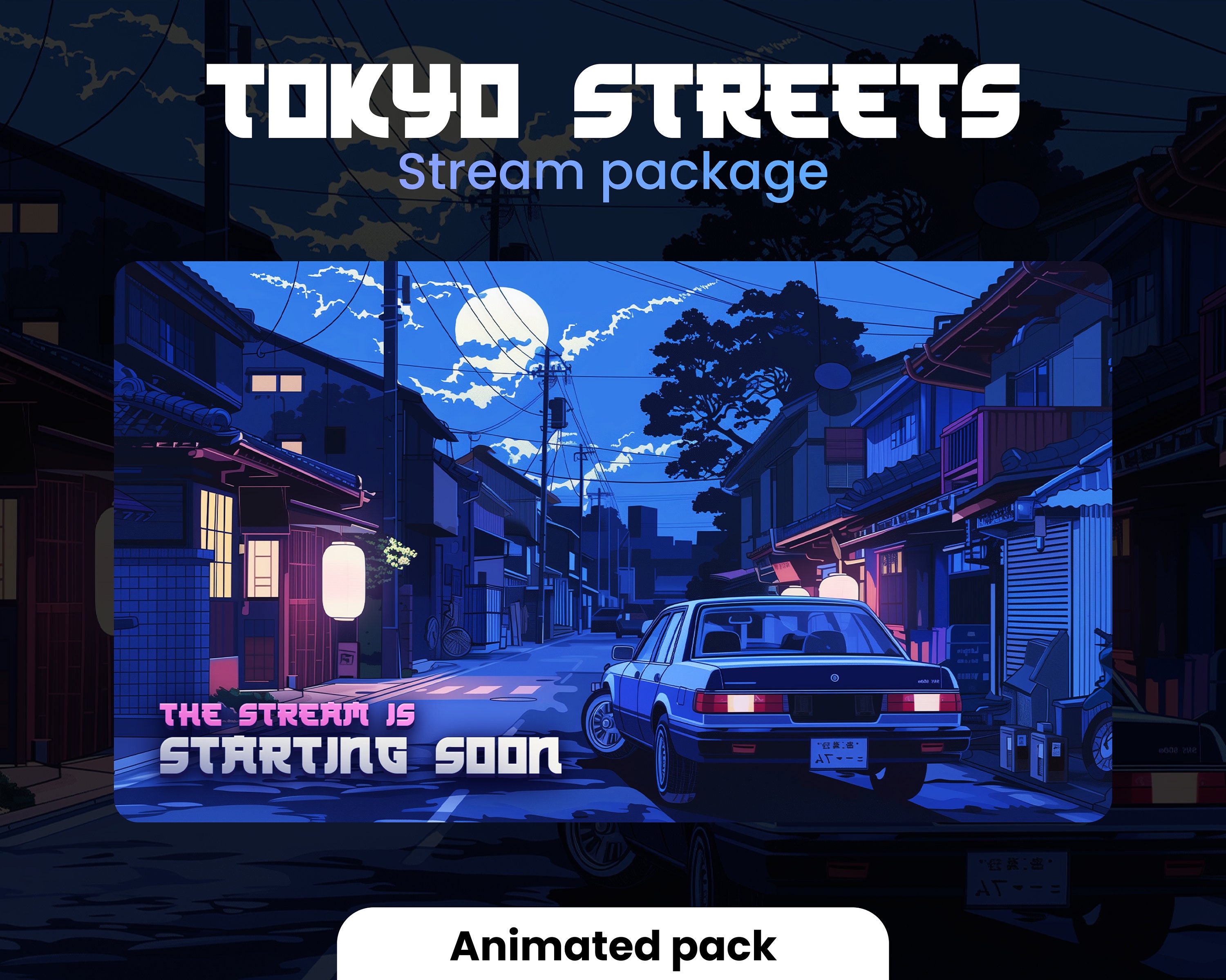 Night Tokyo Streets Overlays Pack - Twitch Japan Stream Package ...