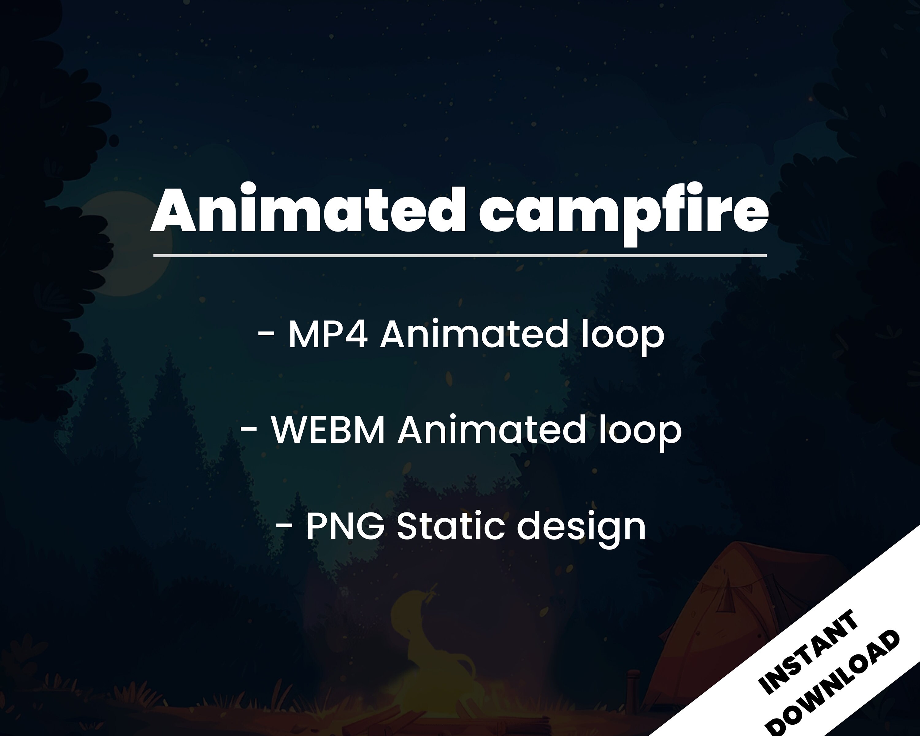 ANIMATED CAMPFIRE - Twitch Assets - Stream Background - Illustrated ...