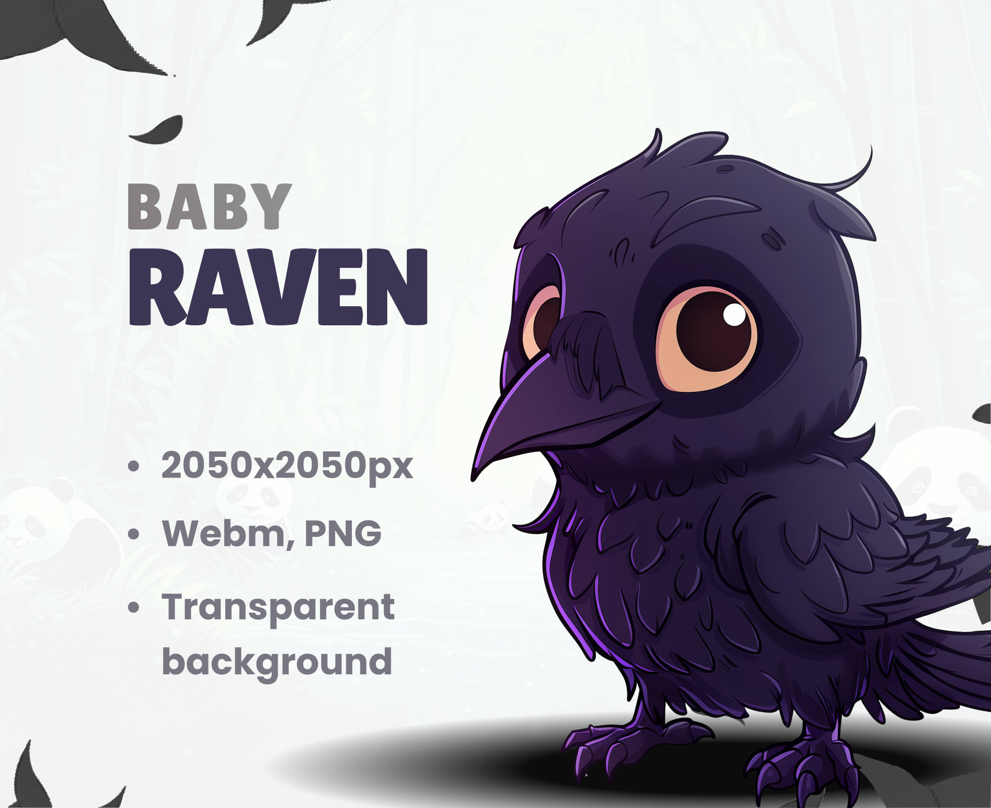VTUBER PET Cute Raven Chibi Raven Crow Twitch Stream Decoration ...