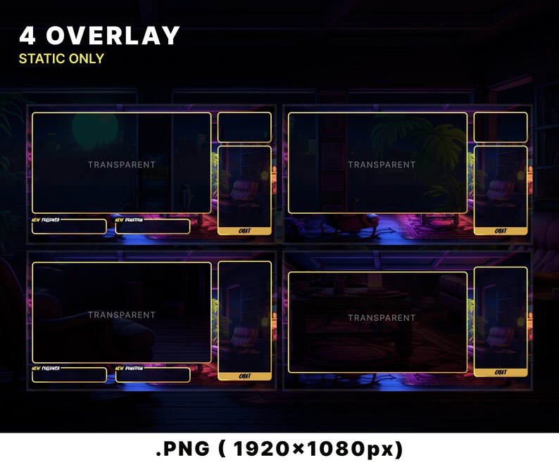 Low-fi Neon Room Stream Overlay Animated Overlay, Screen, Panels ...